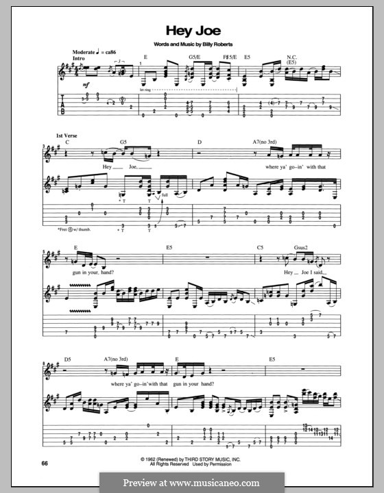Hey Joe by B. Roberts - sheet music on MusicaNeo