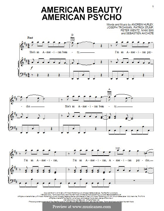 American Beauty / American Psycho by S. Akchote - sheet music on MusicaNeo
