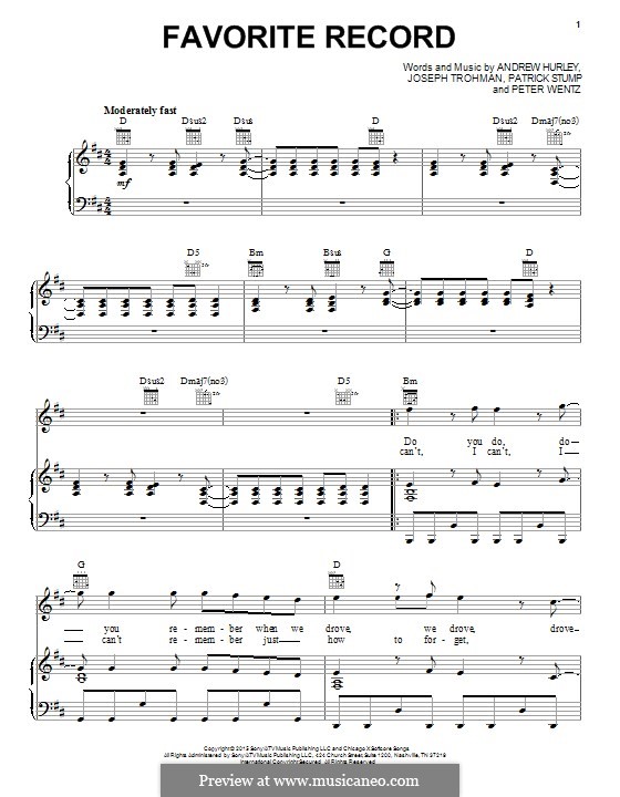 Favorite Record (Fall Out Boy) by A. Hurley, J. Trohman, P. Stump, P ...