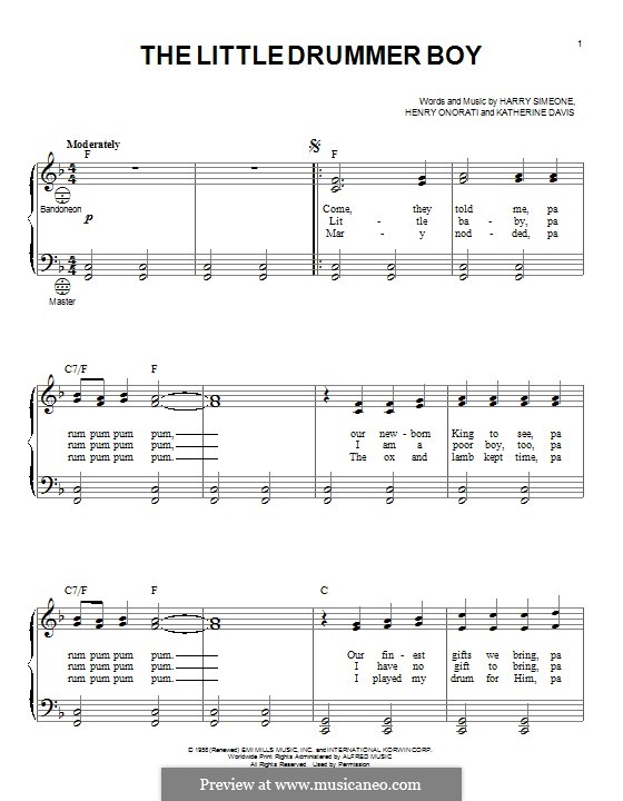 Instrumental version (The Little Drummer Boy) by H. Simeone, H. Onorati ...