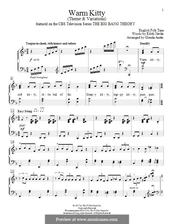 Warm Kitty by folklore - sheet music on MusicaNeo