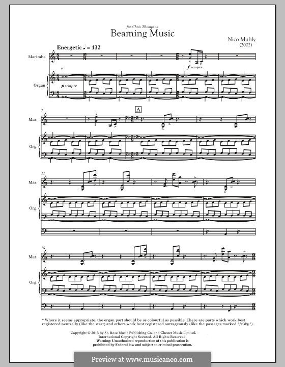 Beaming Music by N. Muhly - sheet music on MusicaNeo