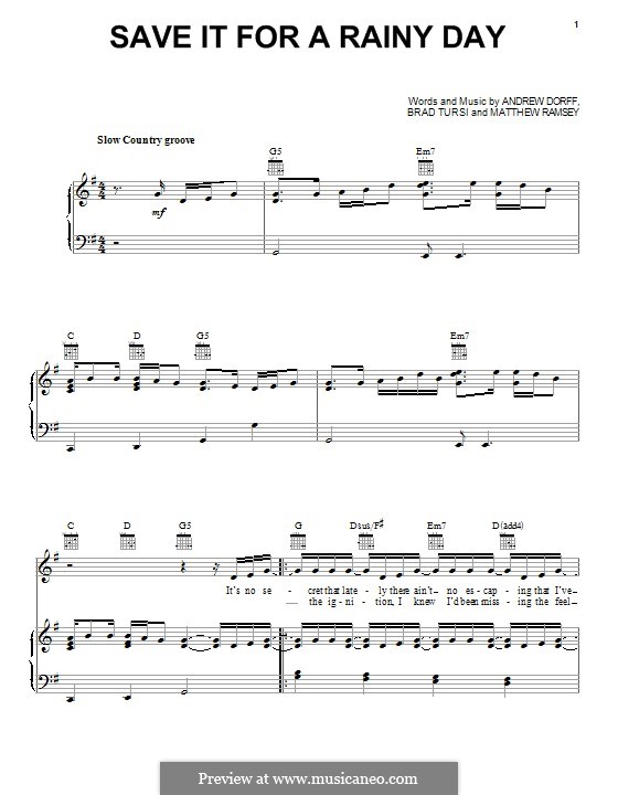 Save it for a Rainy Day by A. Dorff, M. Ramsey, B. Tursi on MusicaNeo