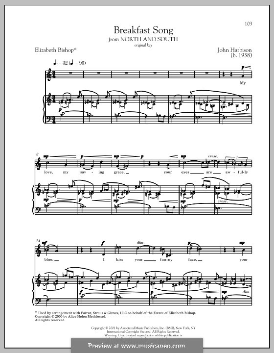 Breakfast Song by J. Harbison - sheet music on MusicaNeo