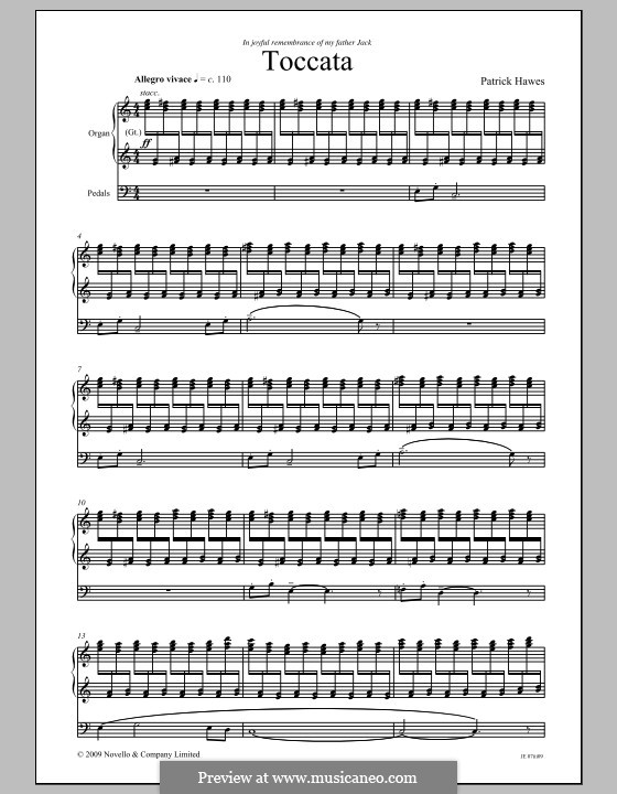 Toccata by P. Hawes - sheet music on MusicaNeo