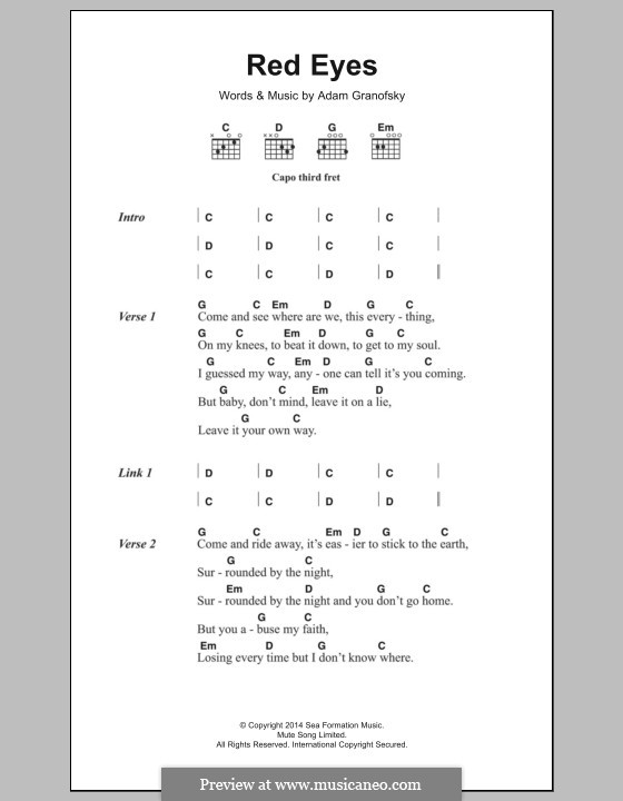 Red Eyes (The War on Drugs) by A. Granofsky - sheet music on MusicaNeo