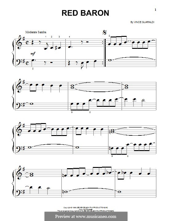 Red Baron by V. Guaraldi - sheet music on MusicaNeo