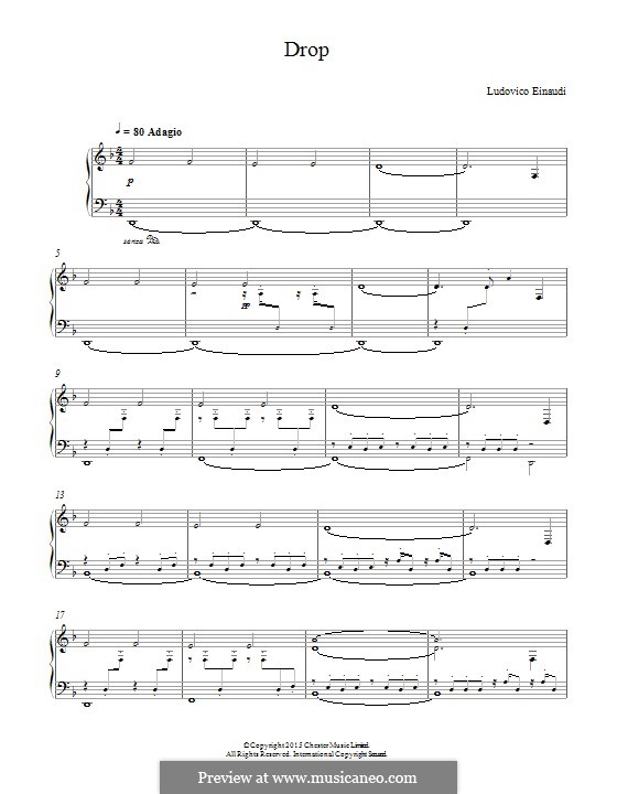Drop by L. Einaudi - sheet music on MusicaNeo