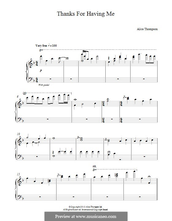 Thanks for Having Me by A. Thompson - sheet music on MusicaNeo