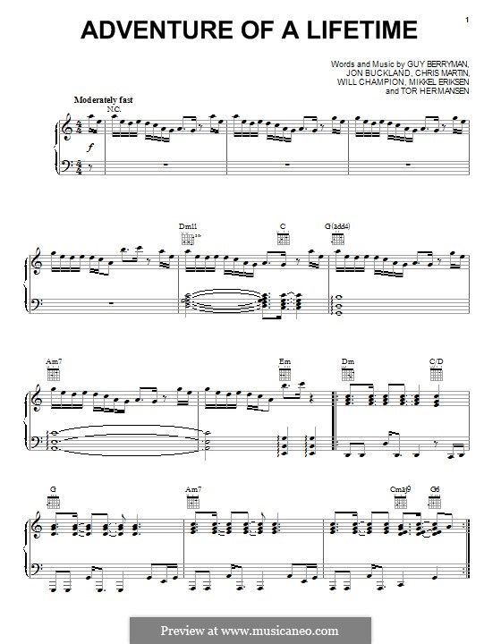 Adventure of a Lifetime (Coldplay) by C. Martin, G. Berryman, J ...