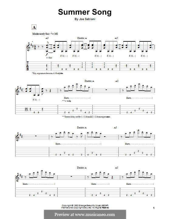 Summer Song by J. Satriani - sheet music on MusicaNeo