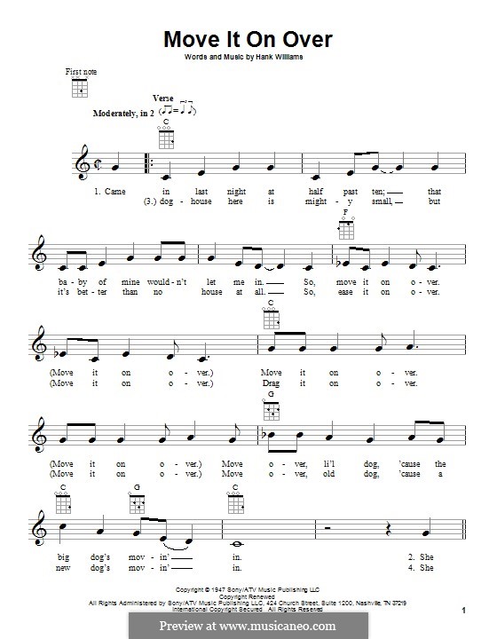 Move It on Over by H. Williams - sheet music on MusicaNeo