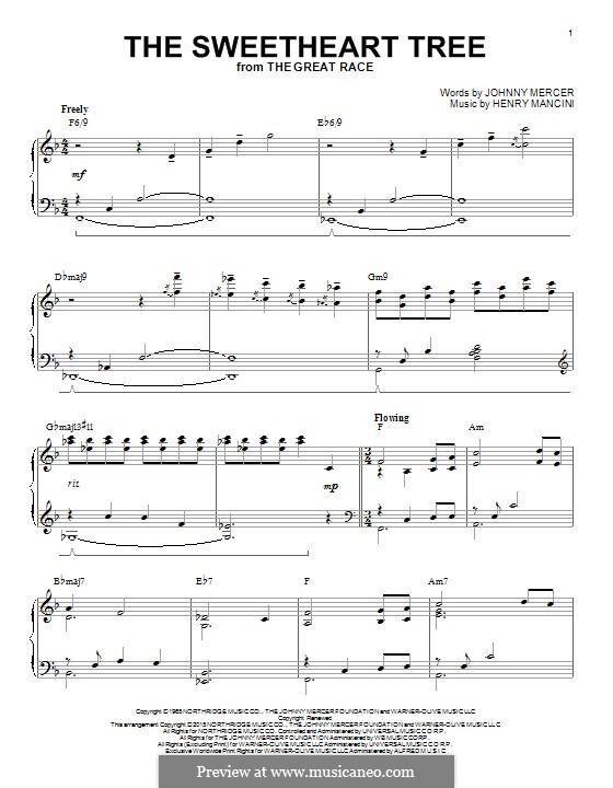 The Sweetheart Tree by H. Mancini - sheet music on MusicaNeo