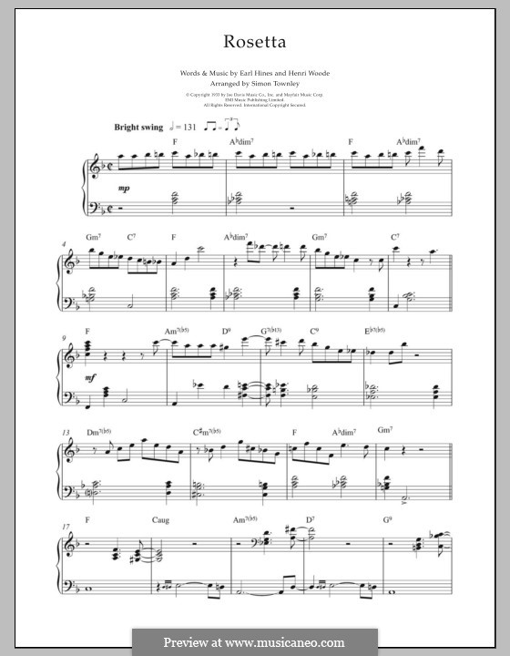 Rosetta by H. Woode, E. Hines - sheet music on MusicaNeo