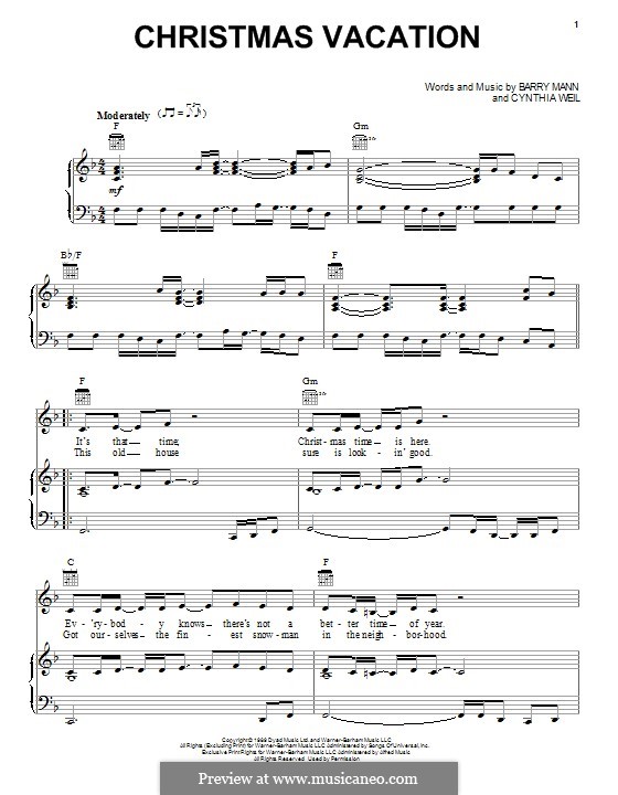 Christmas Vacation by B. Mann, C. Weil - sheet music on MusicaNeo