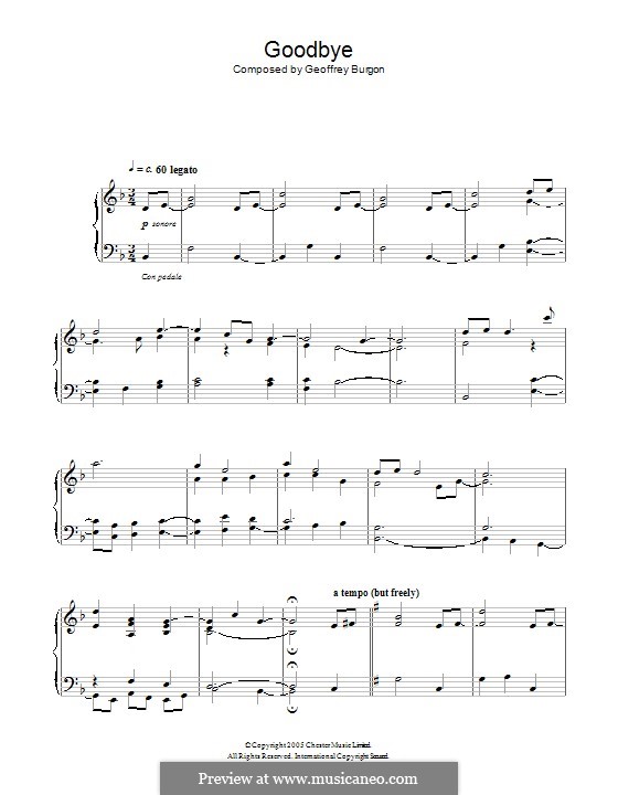 Goodbye by G. Burgon - sheet music on MusicaNeo