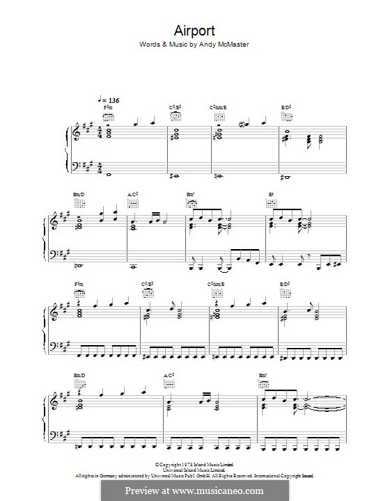 Airport (The Motors) by A. McMaster - sheet music on MusicaNeo