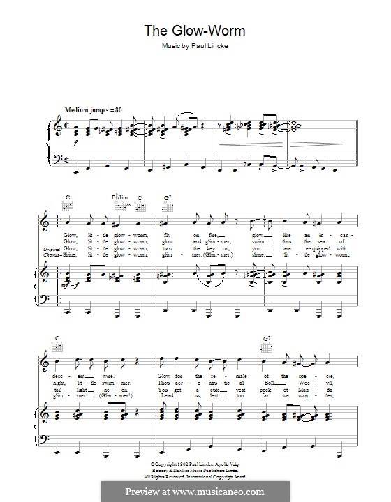 The Glow Worm by P. Lincke - sheet music on MusicaNeo