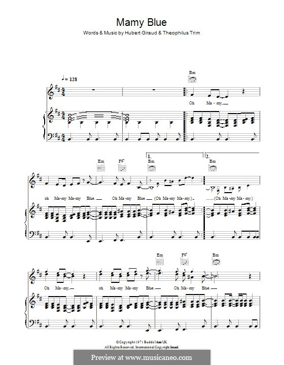 Mamy Blue by H. Giraud, T. Trim - sheet music on MusicaNeo