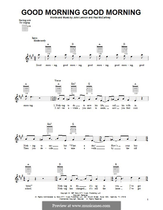 Good Morning Good Morning (The Beatles) by J. Lennon, P. McCartney on ...