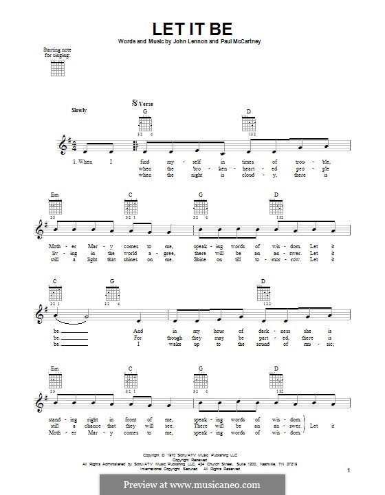 Guitar version (Let it Be (The Beatles)) by J. Lennon, P. McCartney on ...