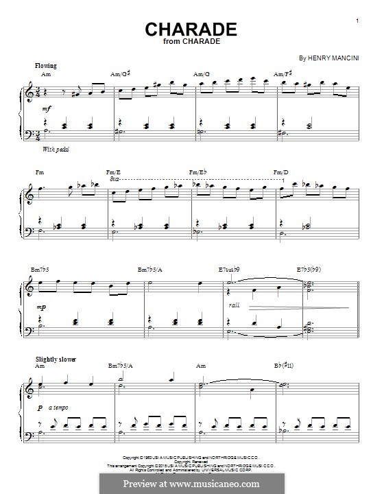Charade by H. Mancini - sheet music on MusicaNeo