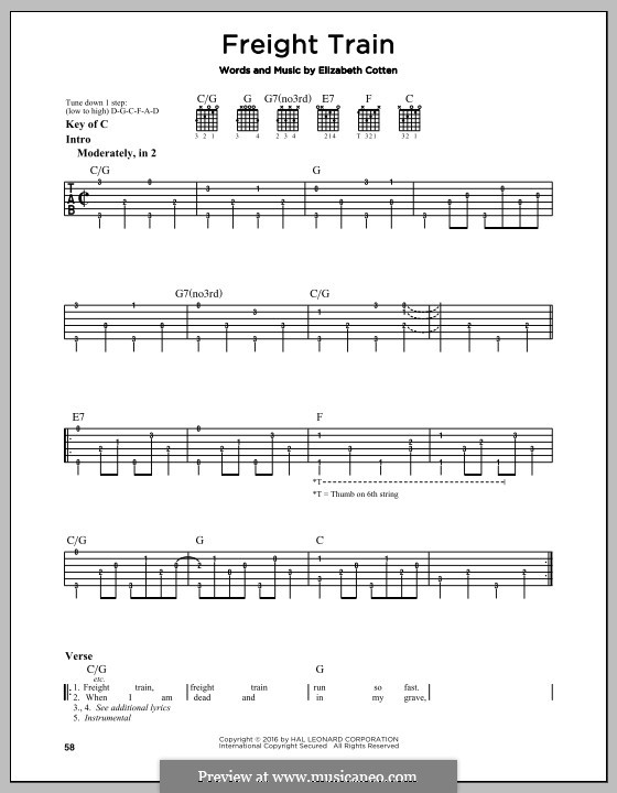 Freight Train by E. Cotten - sheet music on MusicaNeo