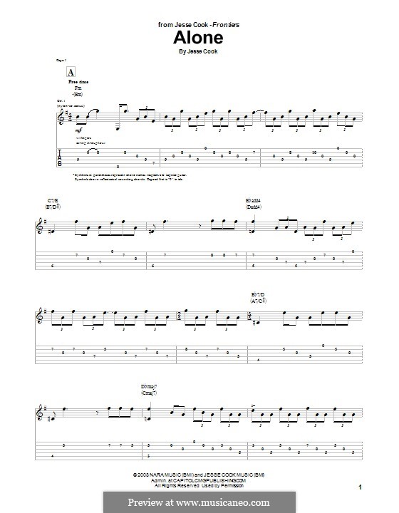 Alone by J. Cook - sheet music on MusicaNeo