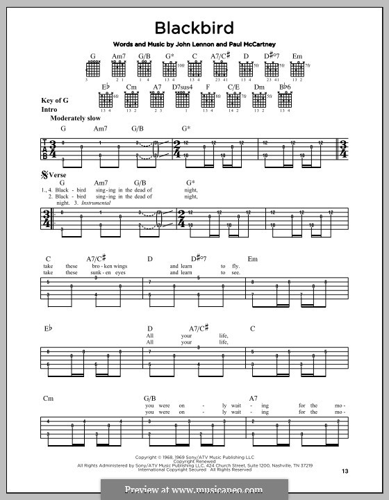 Blackbird (The Beatles) by J. Lennon, P. McCartney on MusicaNeo