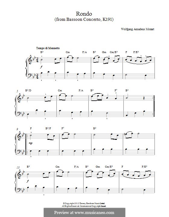 Concerto for Bassoon and Orchestra in B Flat Major, K.191 by W.A ...