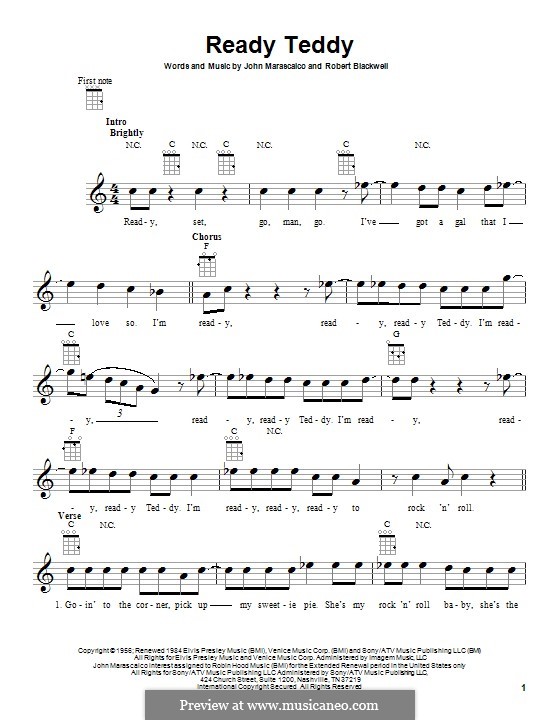 Ready Teddy (Elvis Presley) by J.S. Marascalco, R.A. Blackwell on MusicaNeo