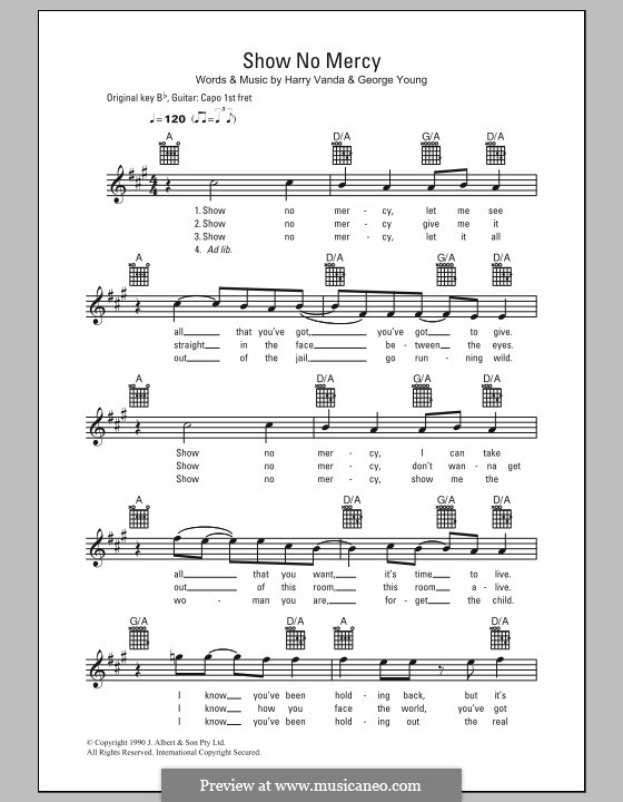 Show No Mercy by G. Young, H. Vanda - sheet music on MusicaNeo