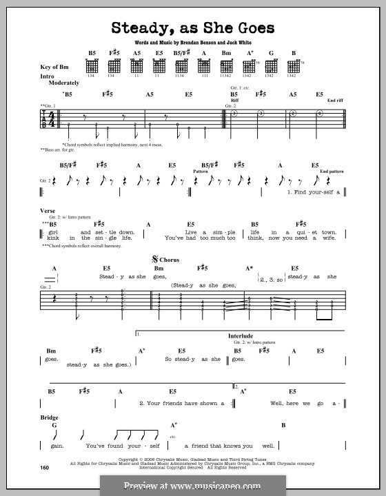 Steady, as She Goes (The Raconteurs) by B. Benson, J. White on MusicaNeo