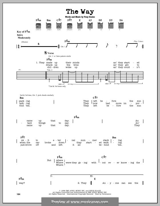 The Way (Fastball) by T. Scalzo - sheet music on MusicaNeo
