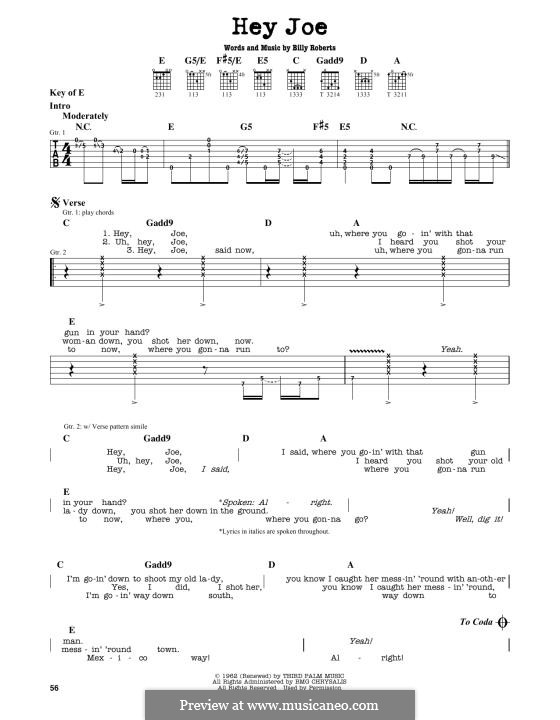 Hey Joe by B. Roberts - sheet music on MusicaNeo
