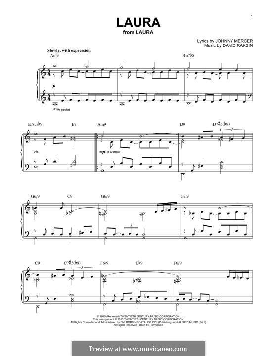 Laura (Frank Sinatra) by D. Raksin - sheet music on MusicaNeo