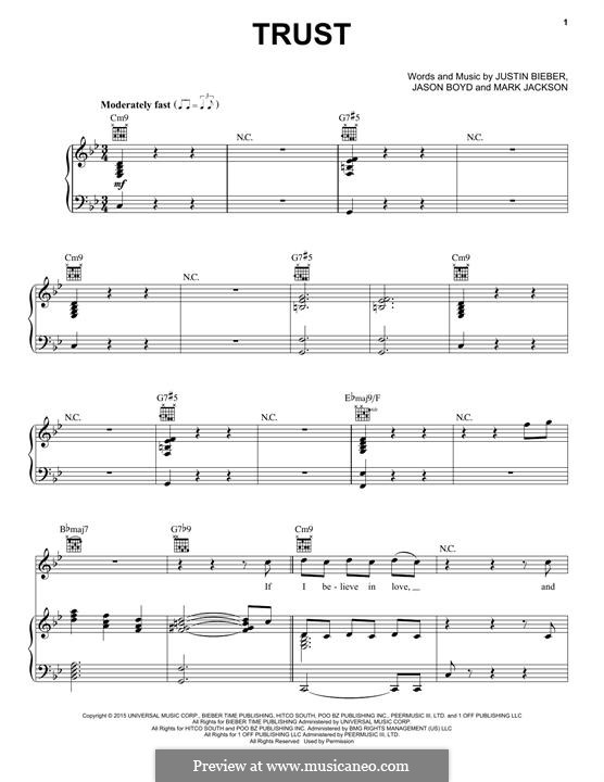 Trust by J. Boyd, J. Bieber, M. Jackson - sheet music on MusicaNeo