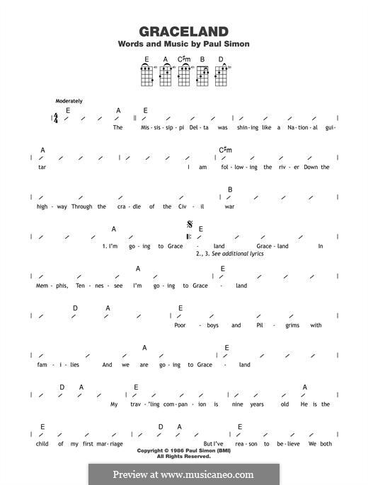 Graceland by P. Simon - sheet music on MusicaNeo