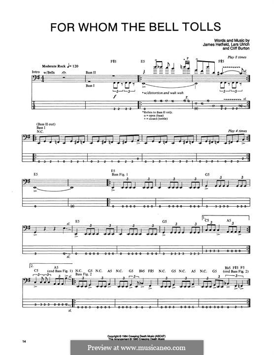 For Whom the Bell Tolls (Metallica) by C. Burton, J. Hetfield, L ...