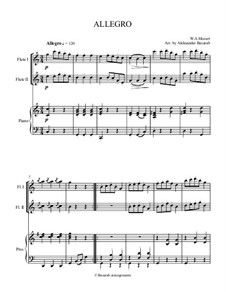 Allegro in C Major. Arrangement for Two Flutes and Piano by W.A. Mozart ...