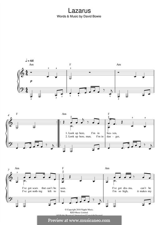 Lazarus by D. Bowie - sheet music on MusicaNeo