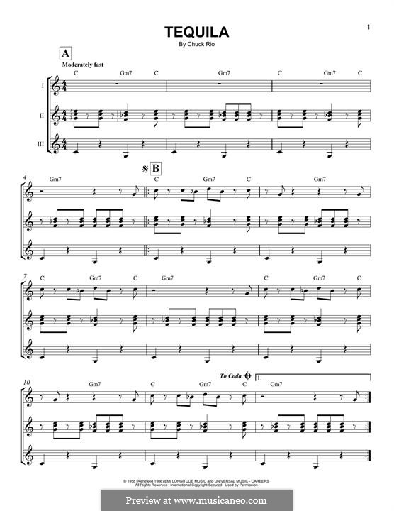 Tequila (The Champs) by C. Rio - sheet music on MusicaNeo