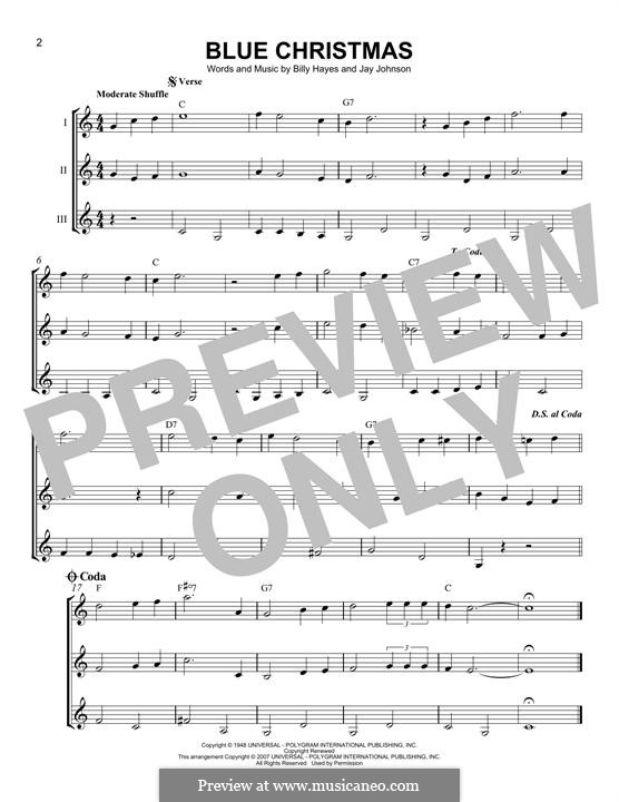 Instrumental version (Blue Christmas) by B. Hayes, J. Johnson on MusicaNeo