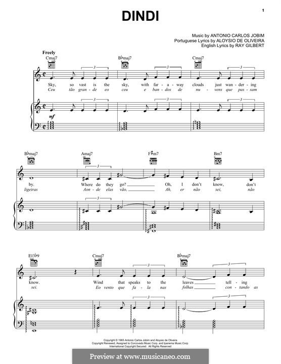 Dindi by A.C. Jobim - sheet music on MusicaNeo