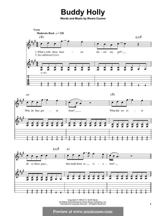 Buddy Holly (Weezer) by R. Cuomo - sheet music on MusicaNeo