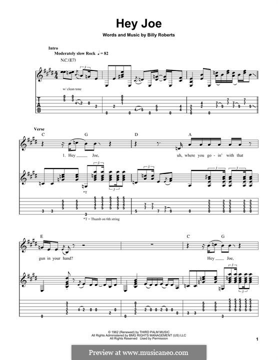Hey Joe by B. Roberts - sheet music on MusicaNeo