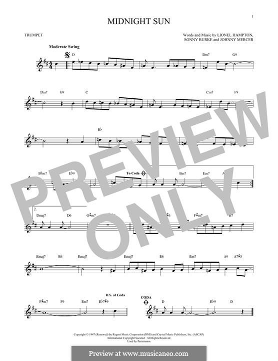 Midnight Sun by J. Mercer, L. Hampton, S. Burke - sheet music on MusicaNeo