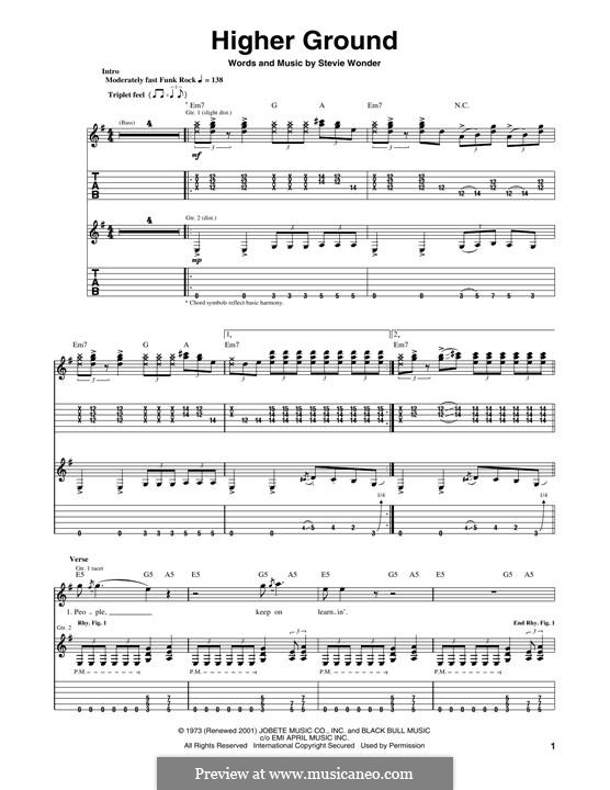 Higher Ground by S. Wonder - sheet music on MusicaNeo