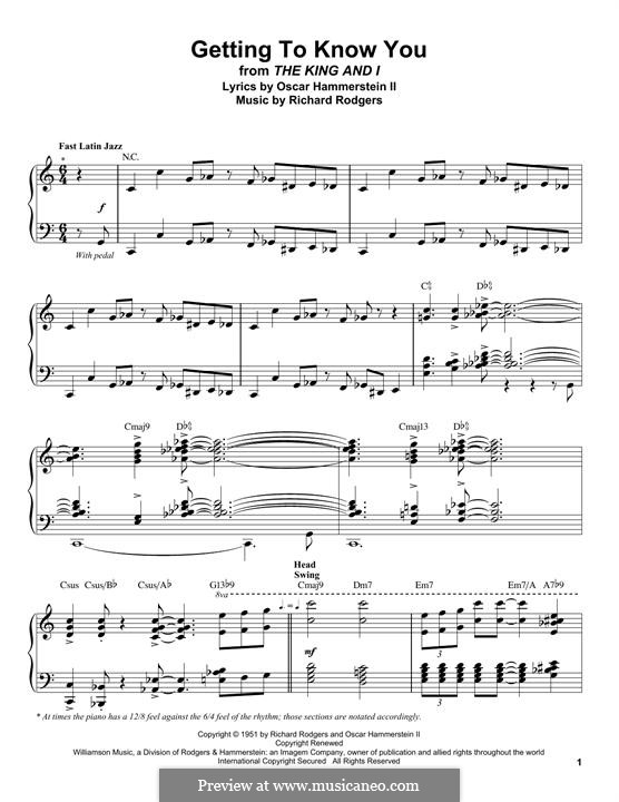 Getting to Know You (from The King and I) by R. Rodgers on MusicaNeo
