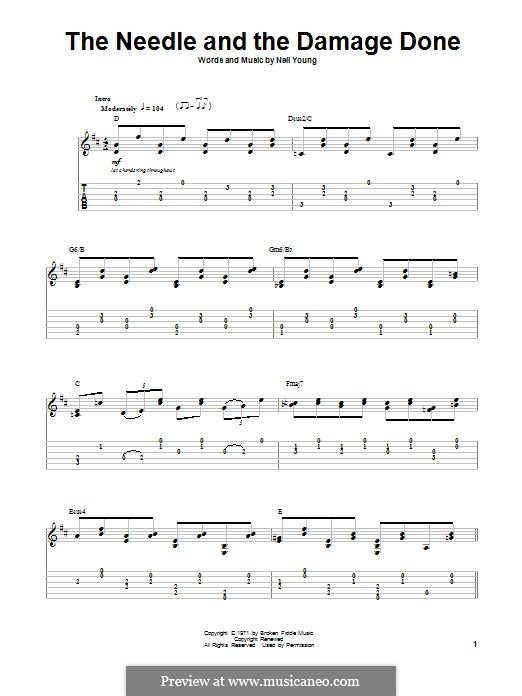 The Needle and The Damage Done by N. Young - sheet music on MusicaNeo